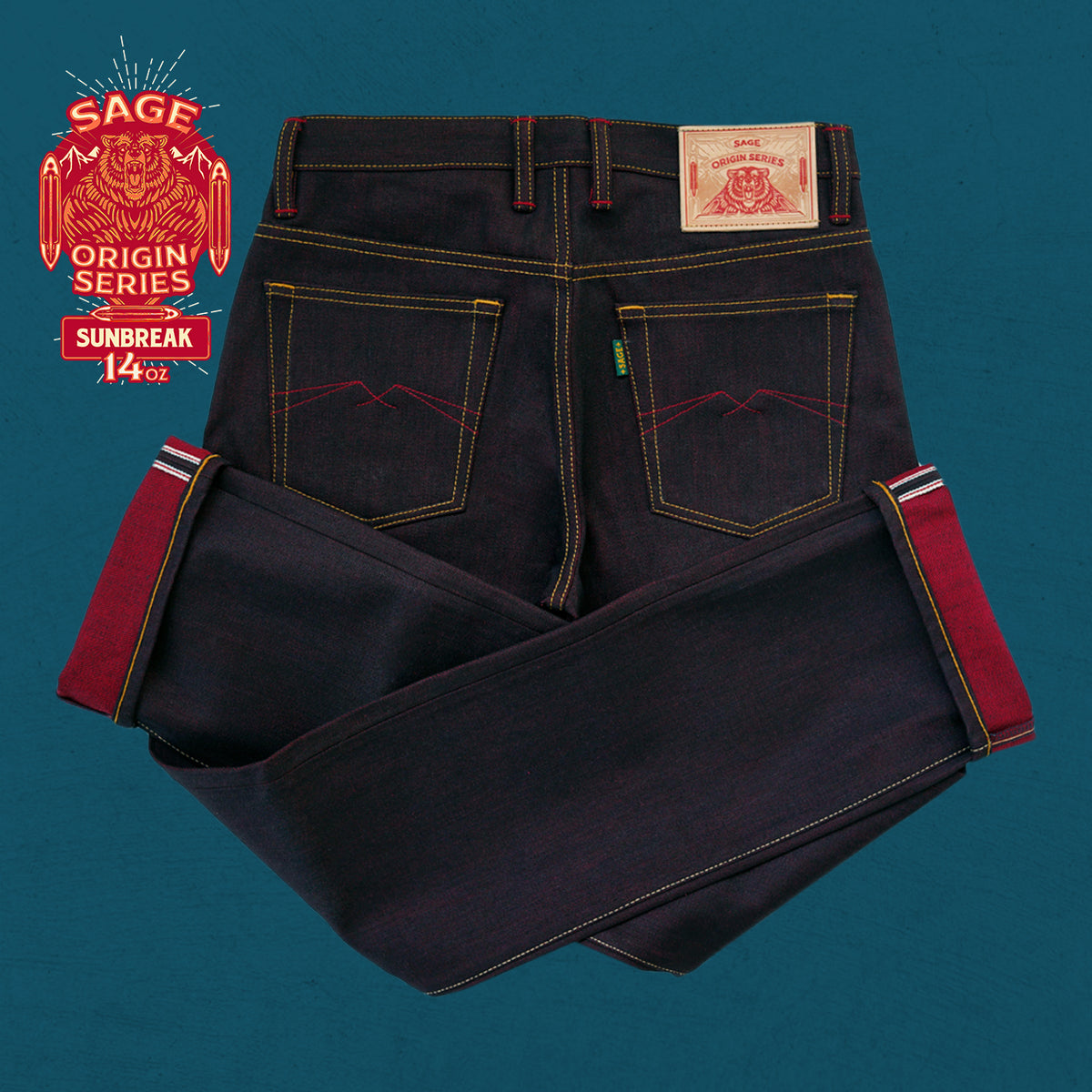 Sage Denim Origin Series : Sunbreak 14oz Sanforized Deep Indigo x Red ...